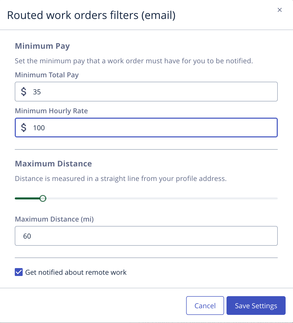 New Work Order Notifications for Service Providers