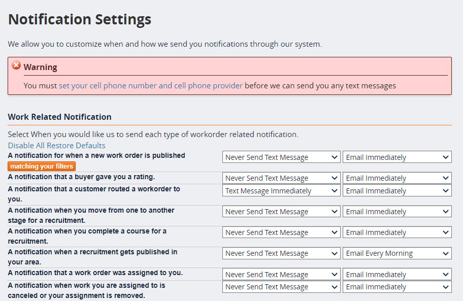 Configuring Your Notification Settings