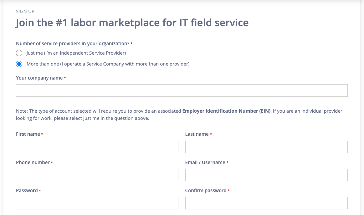 Getting Started - Service Company
