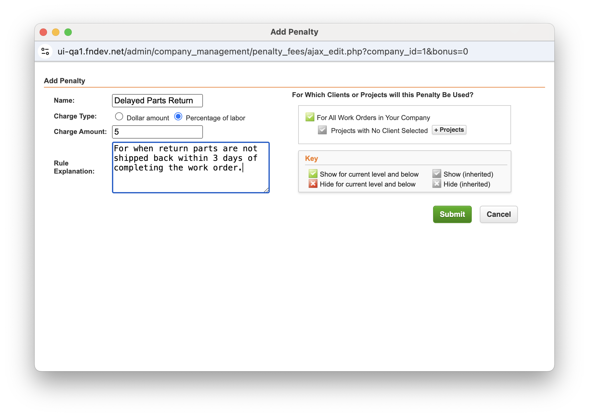 Work Order Additional Payments and Penalties